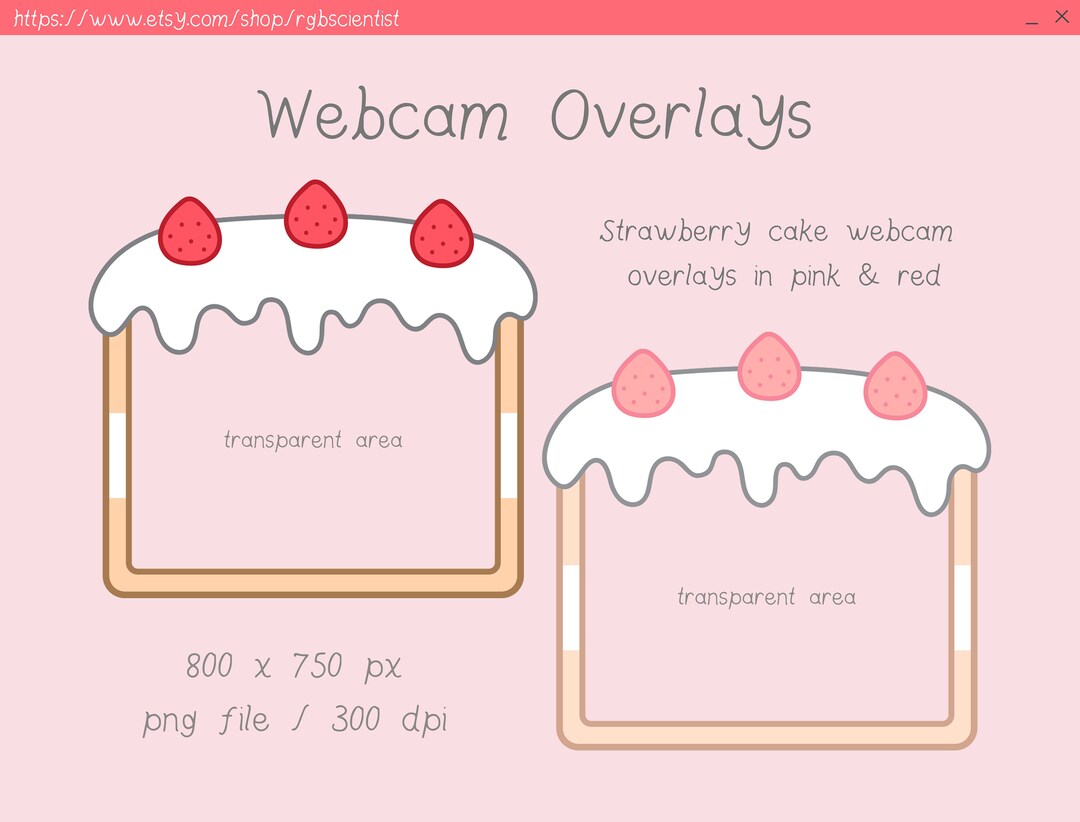 Strawberry Cake Webcam Overlay - Etsy