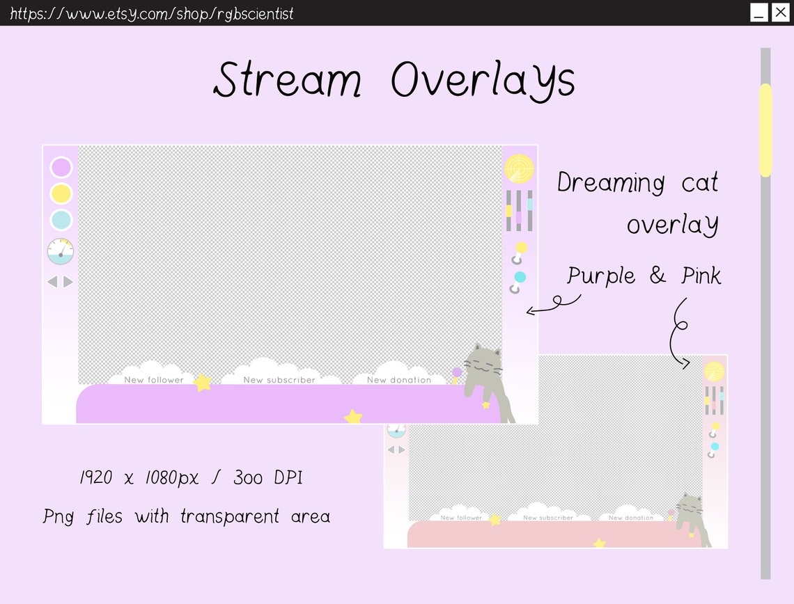 Dreaming Cat Stream Overlay / Spaceship Panel Pastel Theme for - Etsy