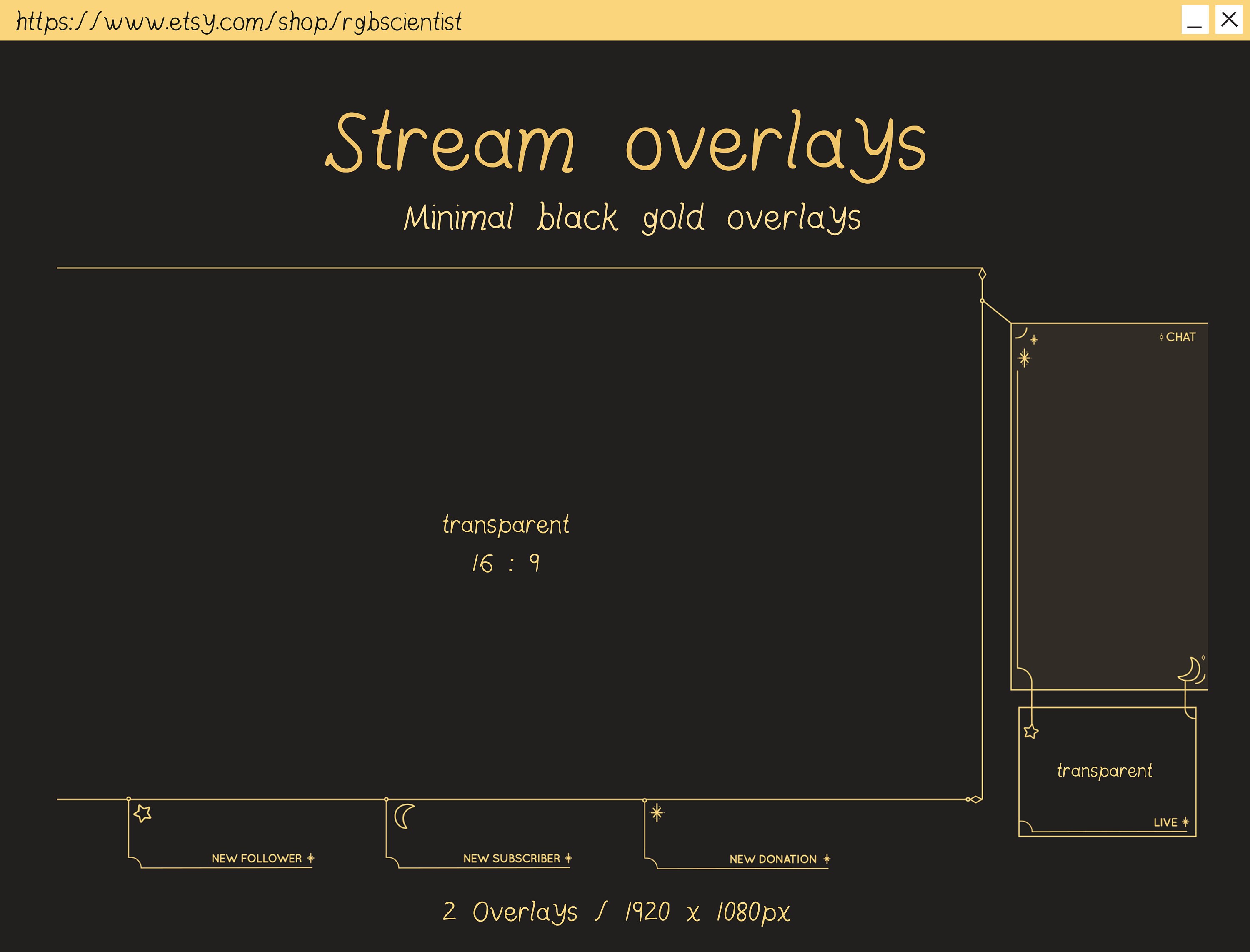 Gold Minimal Pack / 2x Stream Overlays / Chat & Webcam Overlay - Etsy