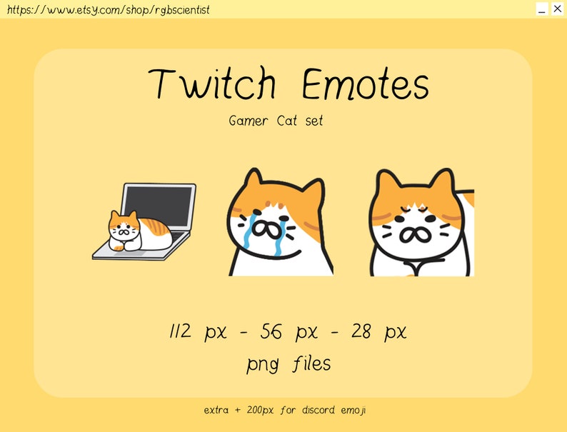 Gaming Cat Twitch Emotes / 3x Cat Theme Emotes / Discord Emoji - Etsy