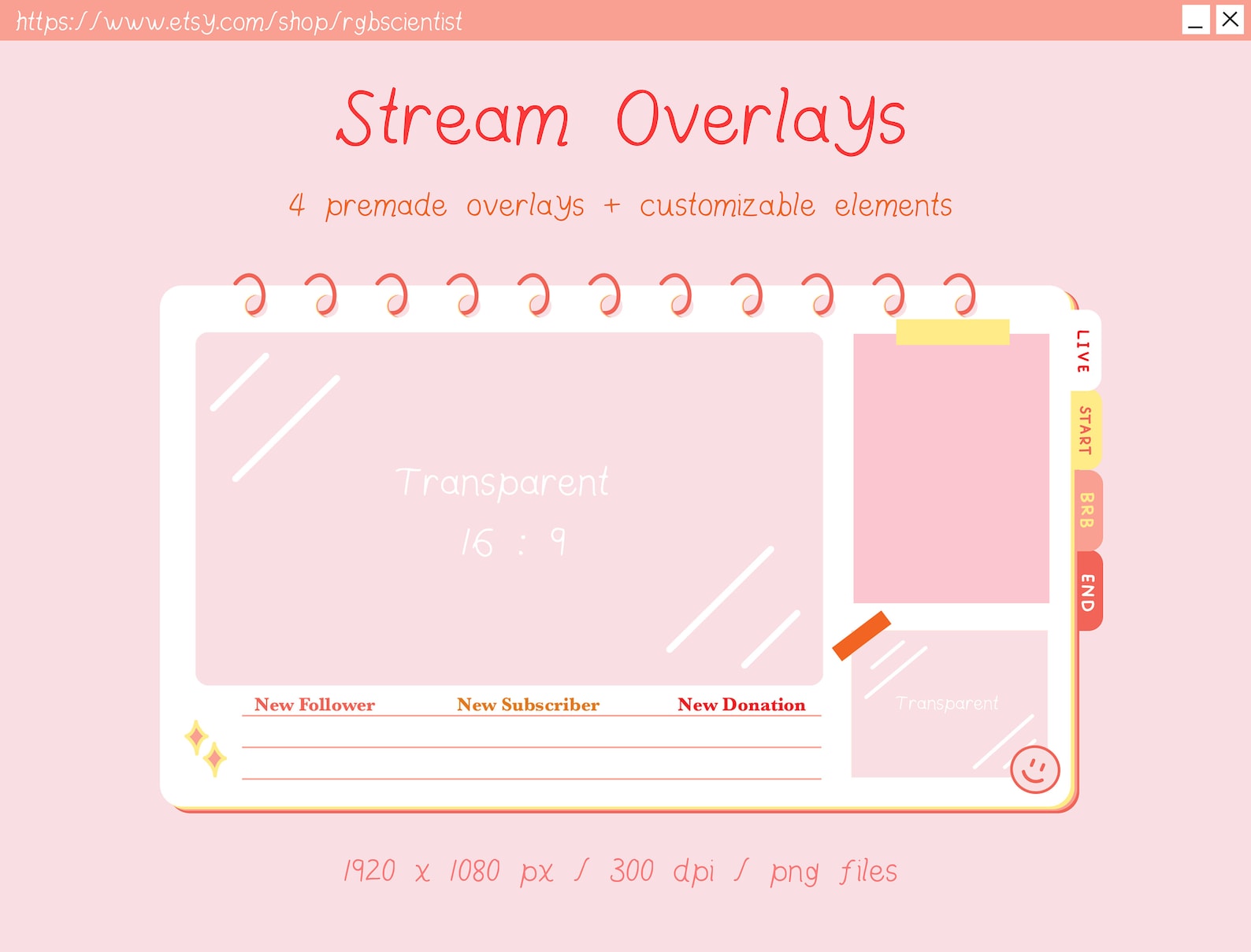 Cute Notebook Stream Overlays / 4x Ready to Use Stream Overlay + Chat ...