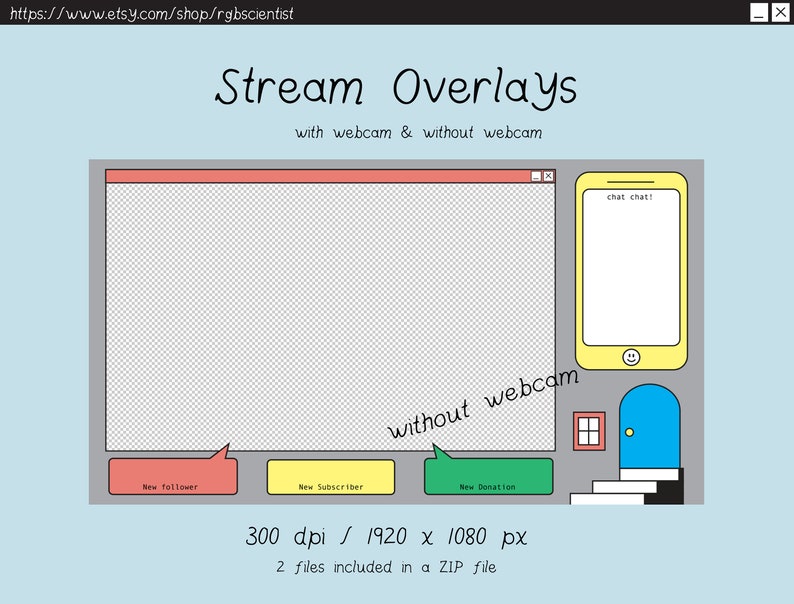 Retro Color Block Stream Overlay With Webcam and Without - Etsy