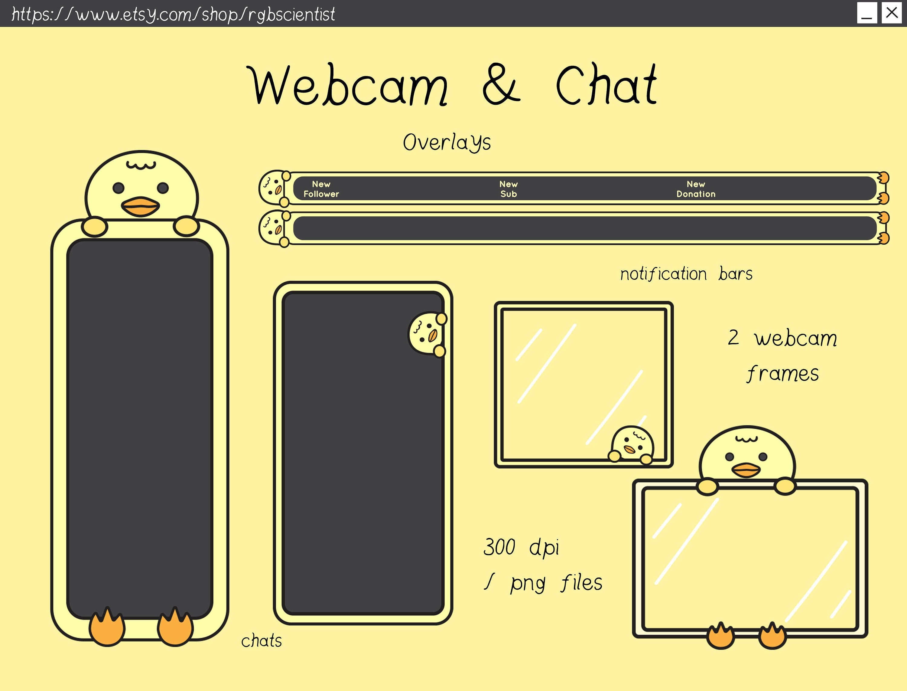 Duck Webcam Frames / Chat / Notification Bar / 6x Stream Decors - Etsy