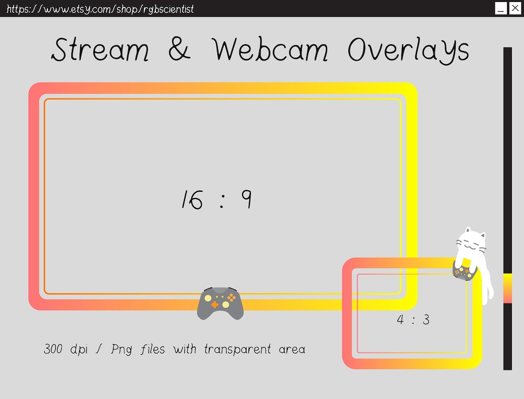 Cat With Controller Stream + Webcam Overlay / Sunset Orange Yellow - Etsy