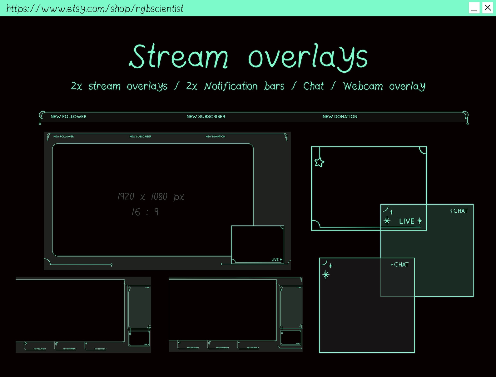 Green Minimal Pack / 2x Stream Overlays / Chat & Webcam Overlay ...