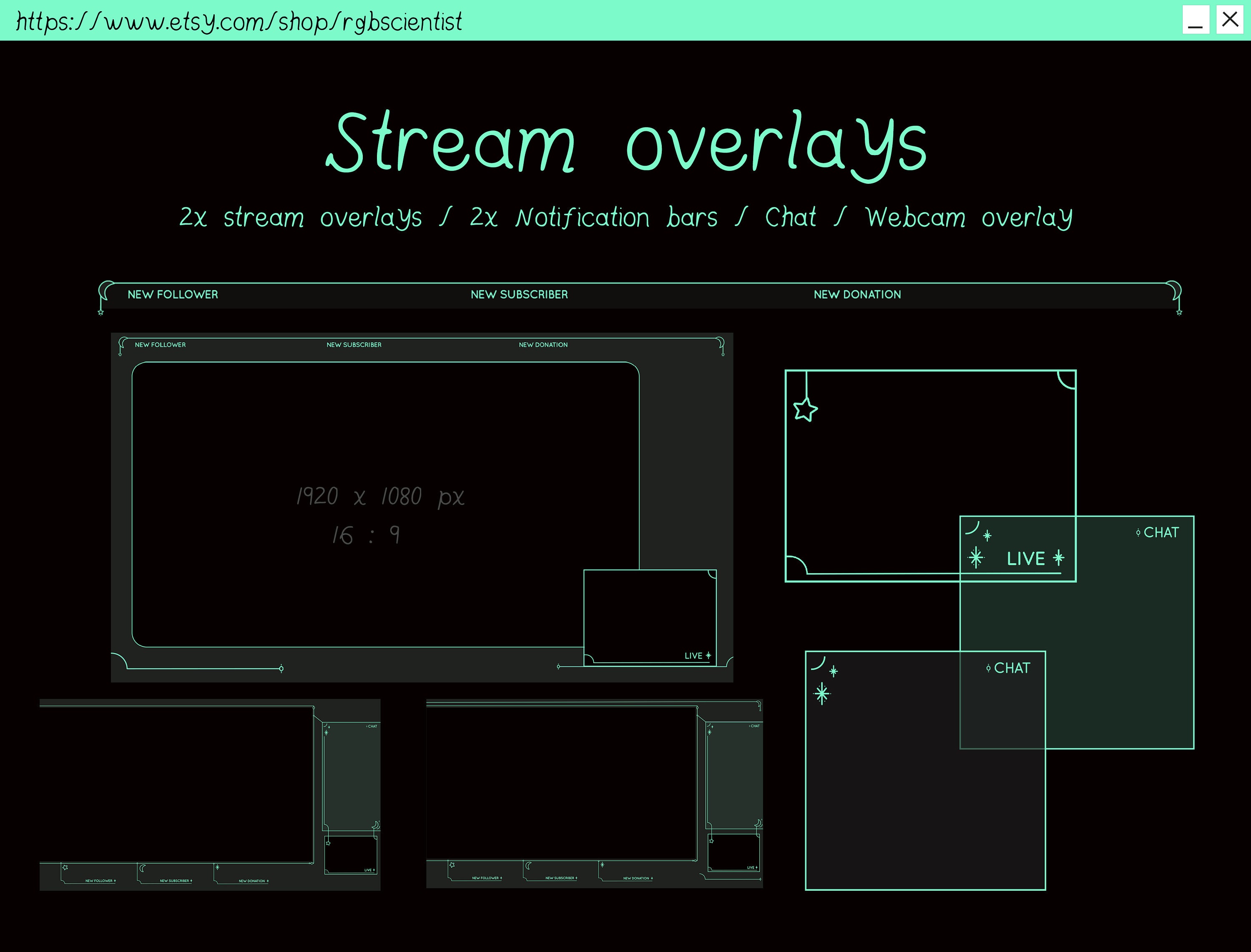 Green Minimal Pack / 2x Stream Overlays / Chat & Webcam Overlay ...