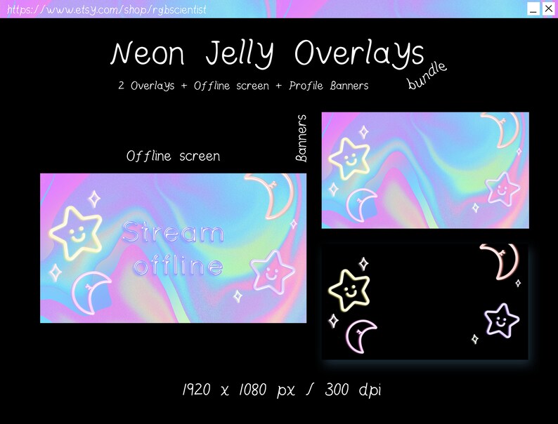 Neon Jelly Overlays / 2 Overlays / 2 Frame Overlay / Offline Screen ...