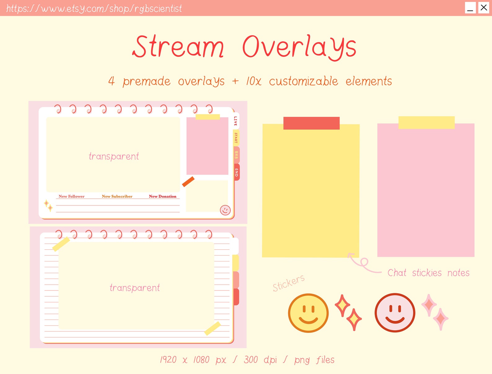 Cute Notebook Stream Overlays / 4x Ready to Use Stream Overlay + Chat ...