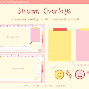 Cute Notebook Stream Overlays / 4x Ready to Use Stream Overlay + Chat ...