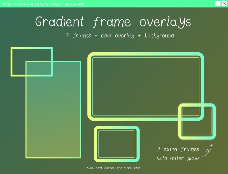 Gradient Lime Green Yellow Frames Overlay / 7x Game & Webcam Frames ...