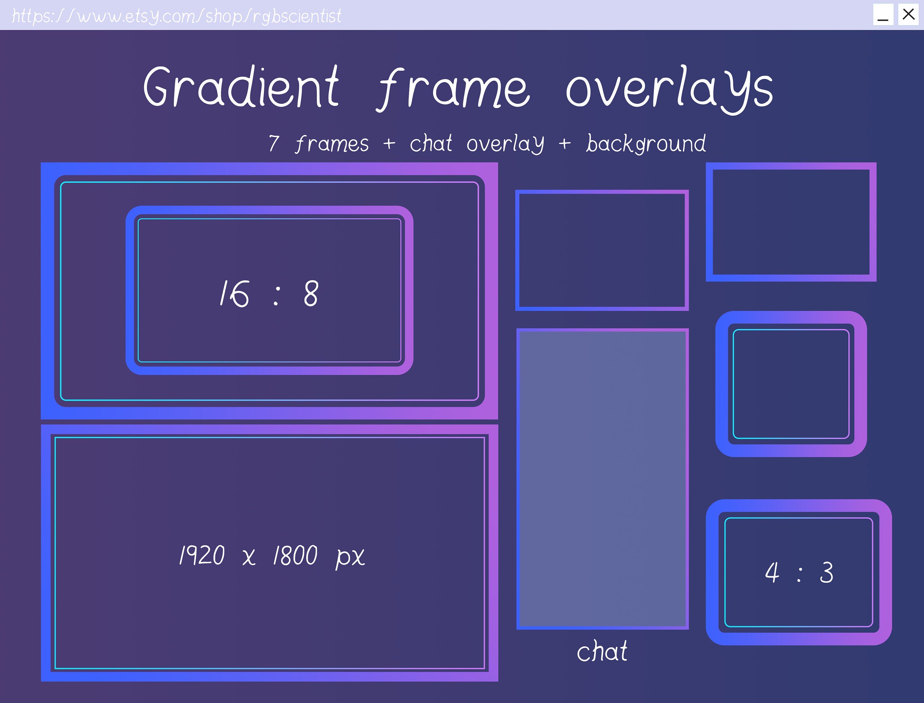 Gradient Purple Blue Frames Overlay / 7x Game & Webcam Frames - Etsy