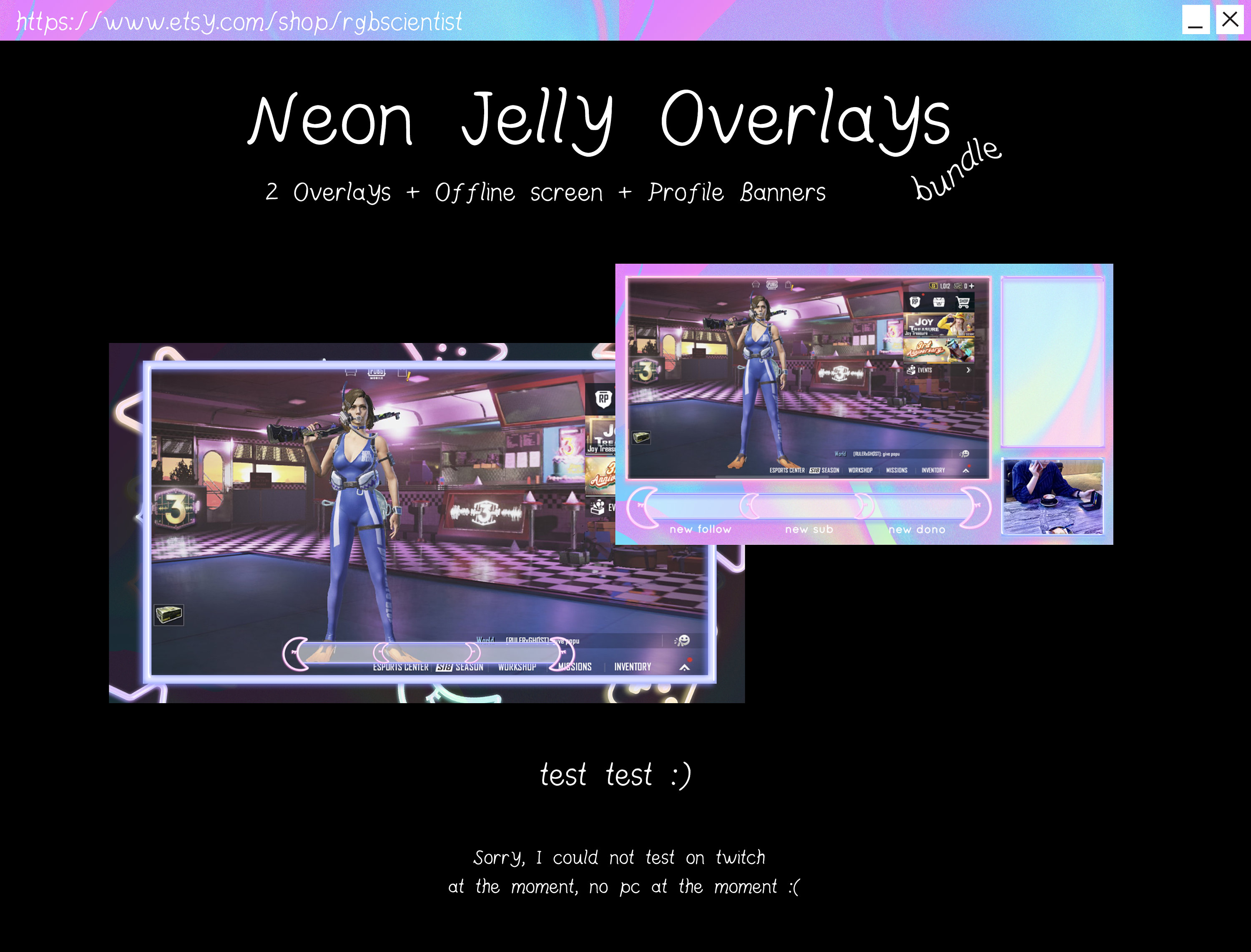 Neon Jelly Overlays / 2 Overlays / 2 Frame Overlay / Offline Screen ...