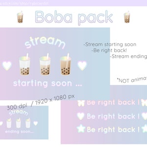 Bubble Tea Stream Bundle / Overlays Screen / Panels / Webcam / Boba ...