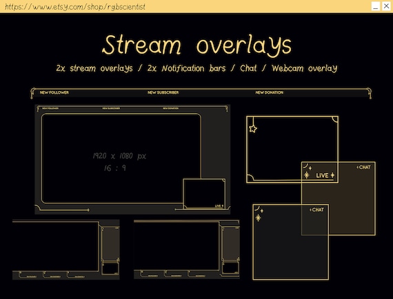 Gold Minimal Pack / 2x Stream Overlays / Chat & Webcam Overlay | Etsy ...