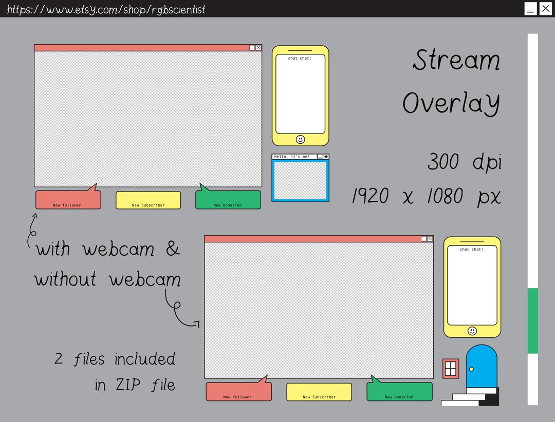 Retro Color Block Stream Overlay With Webcam and Without - Etsy