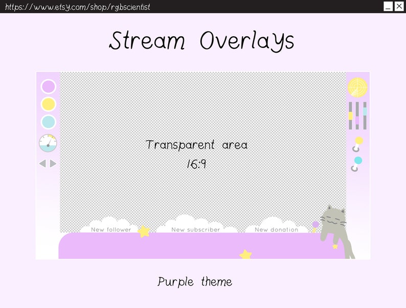 Dreaming Cat Stream Overlay / Spaceship Panel Pastel Theme for Streamer ...