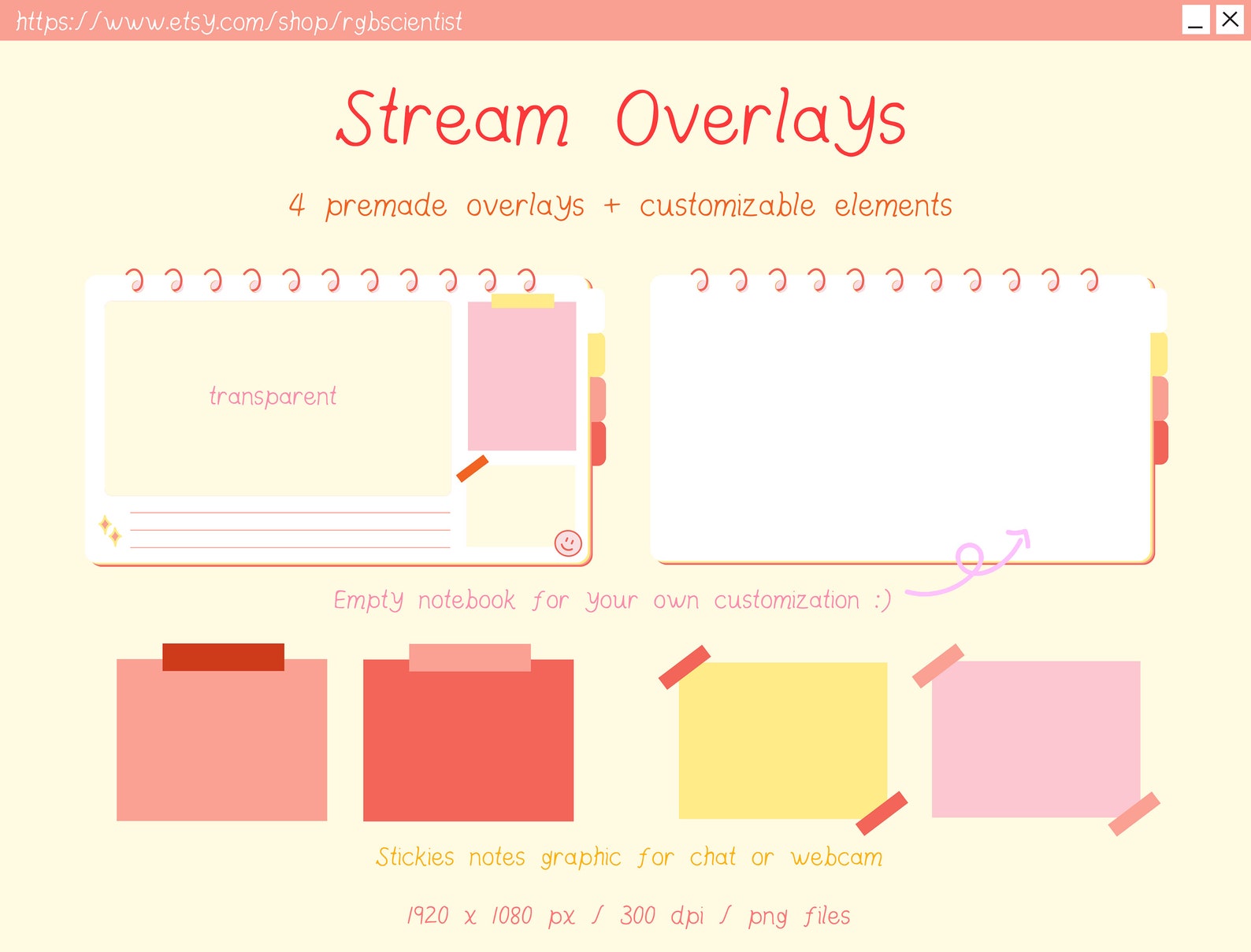 Cute Notebook Stream Overlays / 4x Ready to Use Stream Overlay + Chat ...