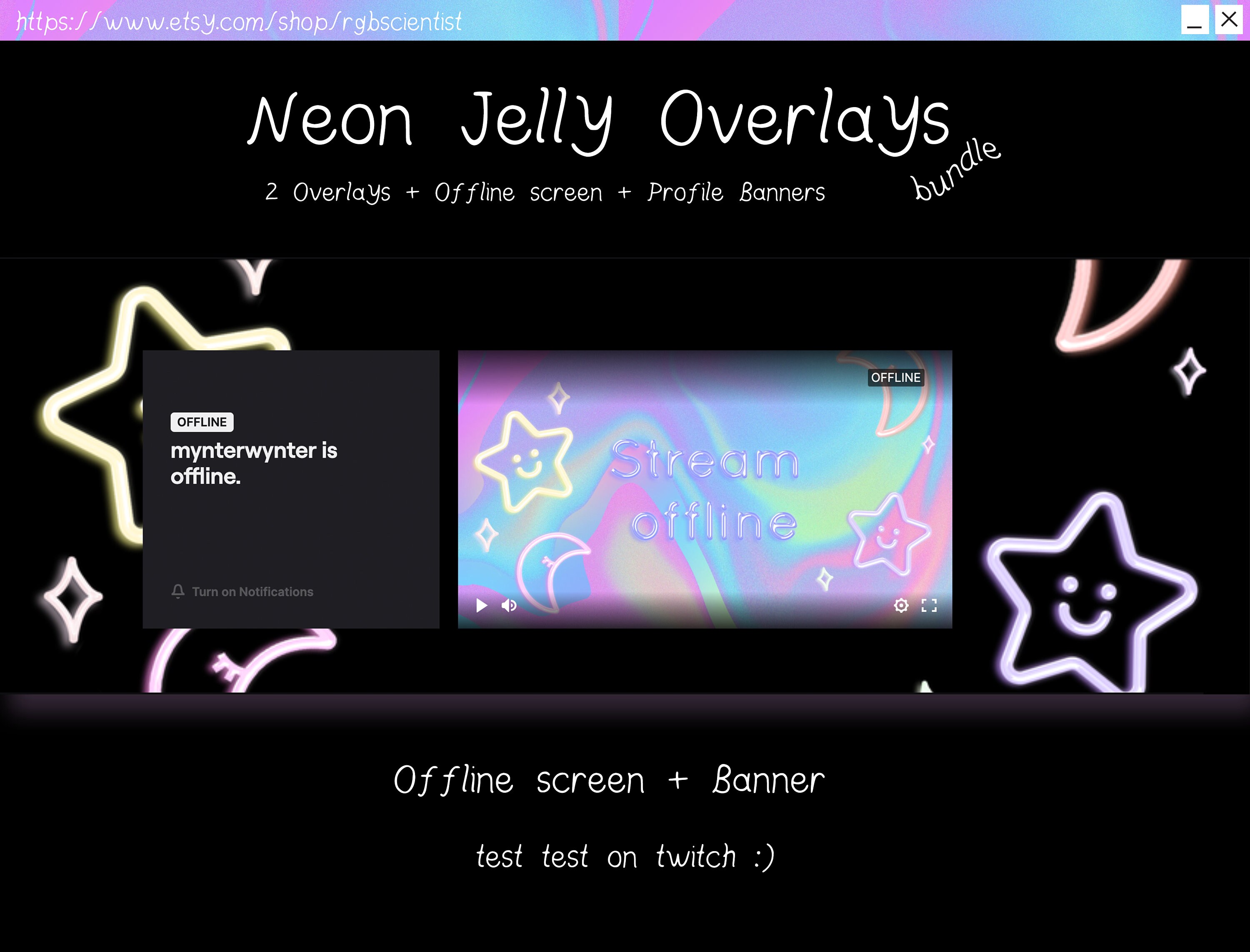Neon Jelly Overlays / 2 Overlays / 2 Frame Overlay / Offline Screen ...