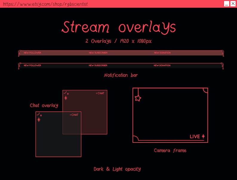 Fire Minimal Red Pack / 2x Stream Overlays / Chat & Webcam Overlay ...