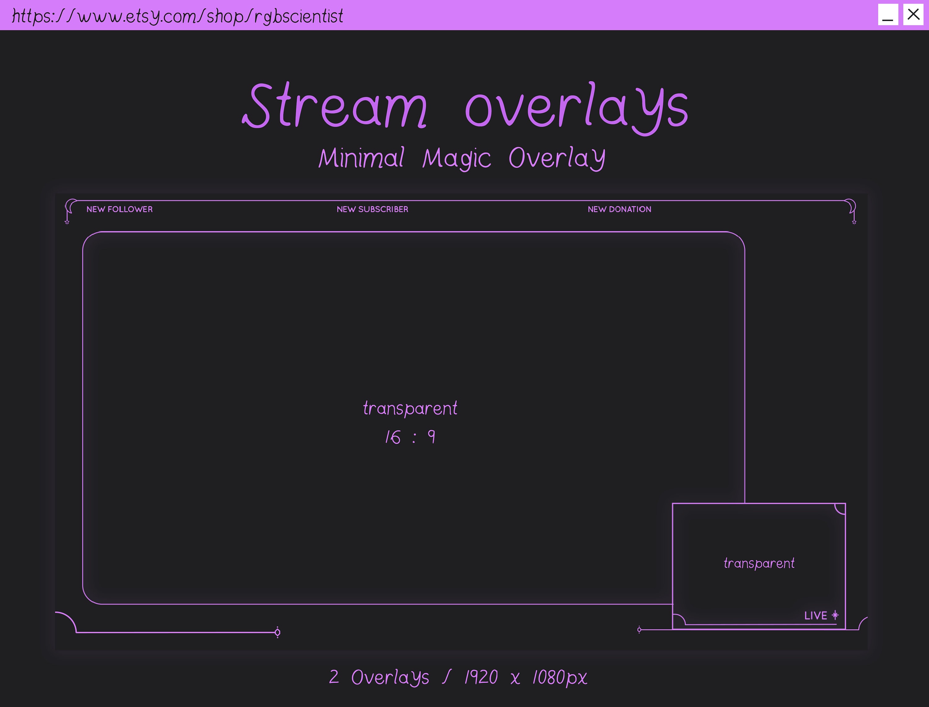 Magic Minimal Purple Pack / 2x Stream Overlays / Chat & Webcam - Etsy