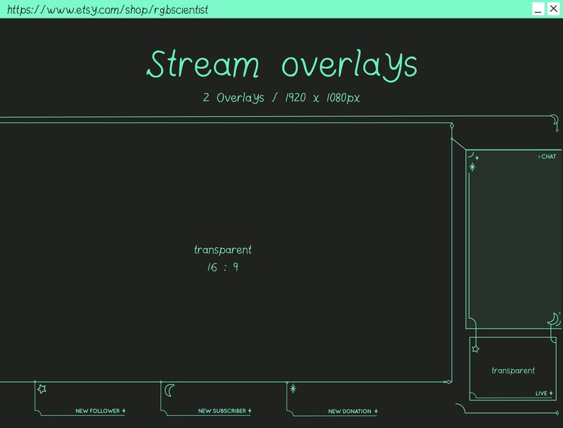 Green Minimal Pack / 2x Stream Overlays / Chat & Webcam Overlay ...