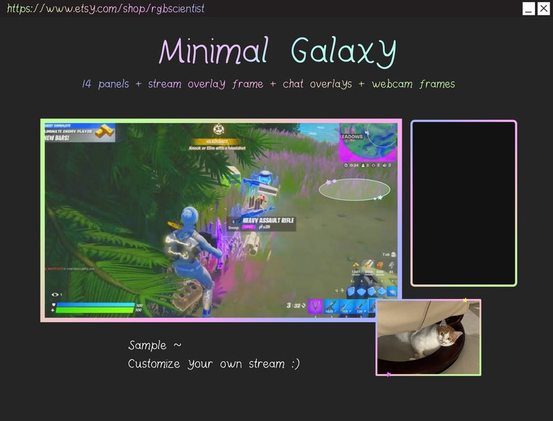 Galaxy Stream Pack / 14x Panels / Stream Overlay Frame / 2x Camera ...