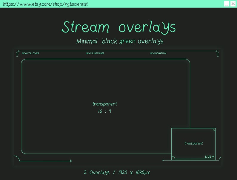 Green Minimal Pack / 2x Stream Overlays / Chat & Webcam Overlay ...