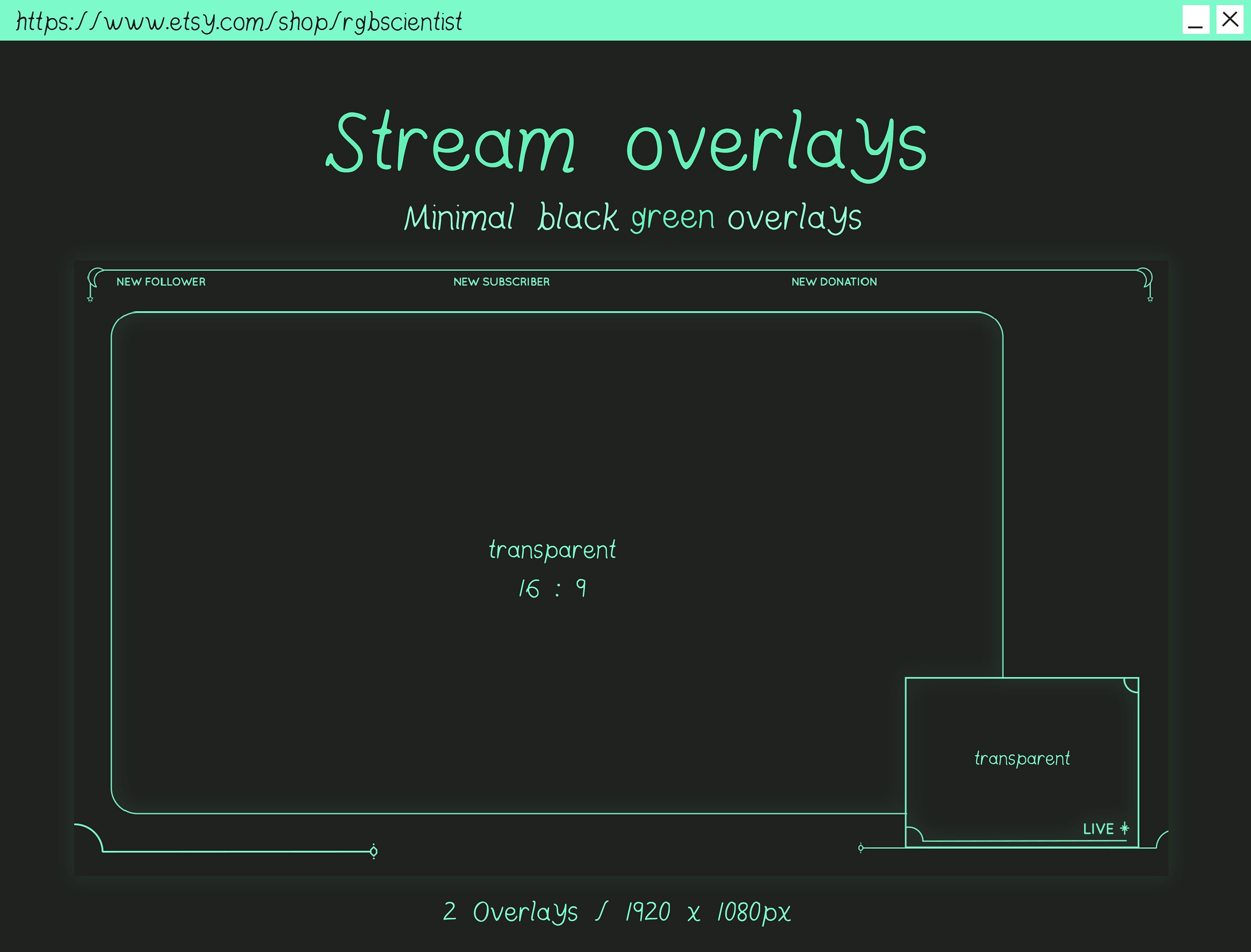 Green Minimal Pack / 2x Stream Overlays / Chat & Webcam Overlay ...