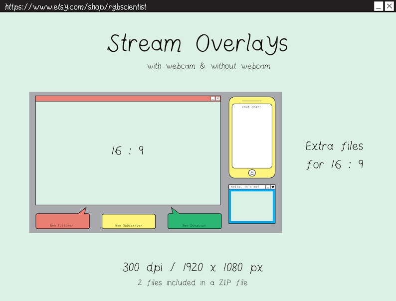 Retro Color Block Stream Overlay With Webcam and Without - Etsy