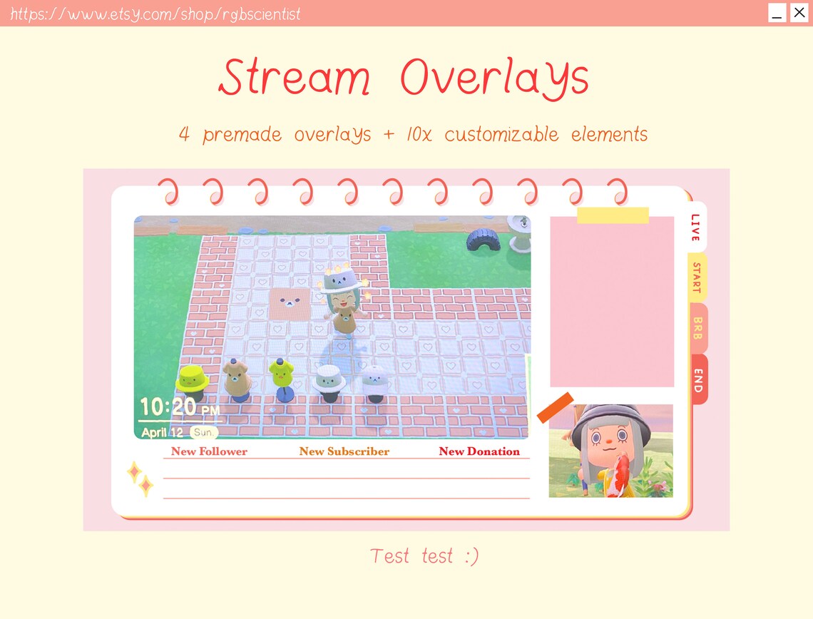 Cute Notebook Stream Overlays / 4x Ready to Use Stream Overlay + Chat ...