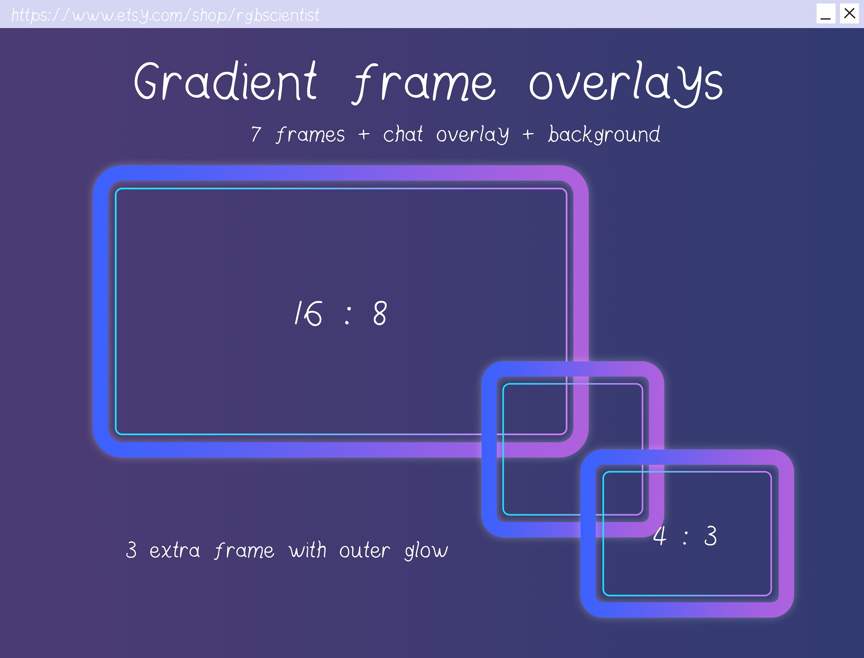 Gradient Purple Blue Frames Overlay / 7x Game & Webcam Frames - Etsy