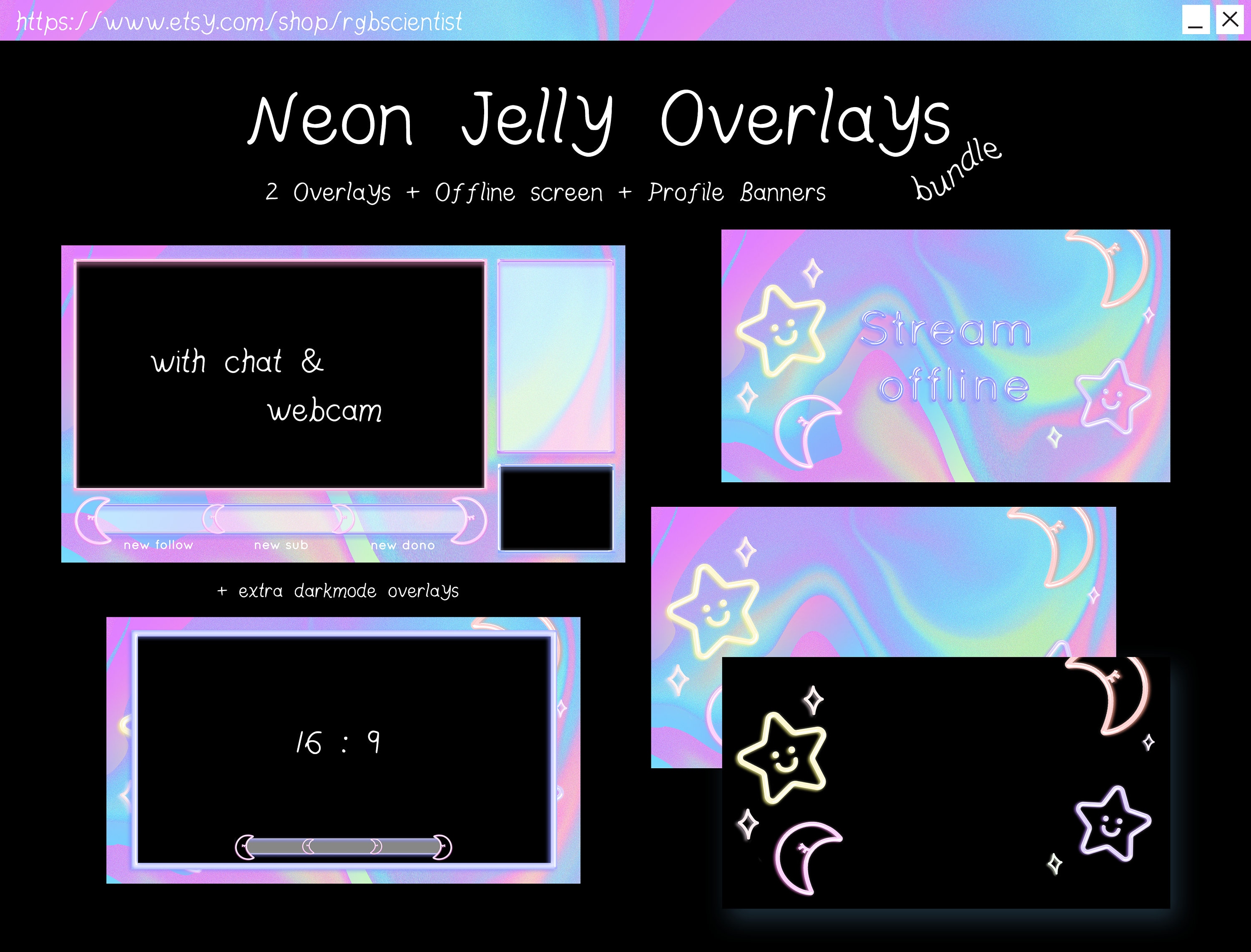 Neon Jelly Overlays / 2 Overlays / 2 Frame Overlay / Offline Screen ...