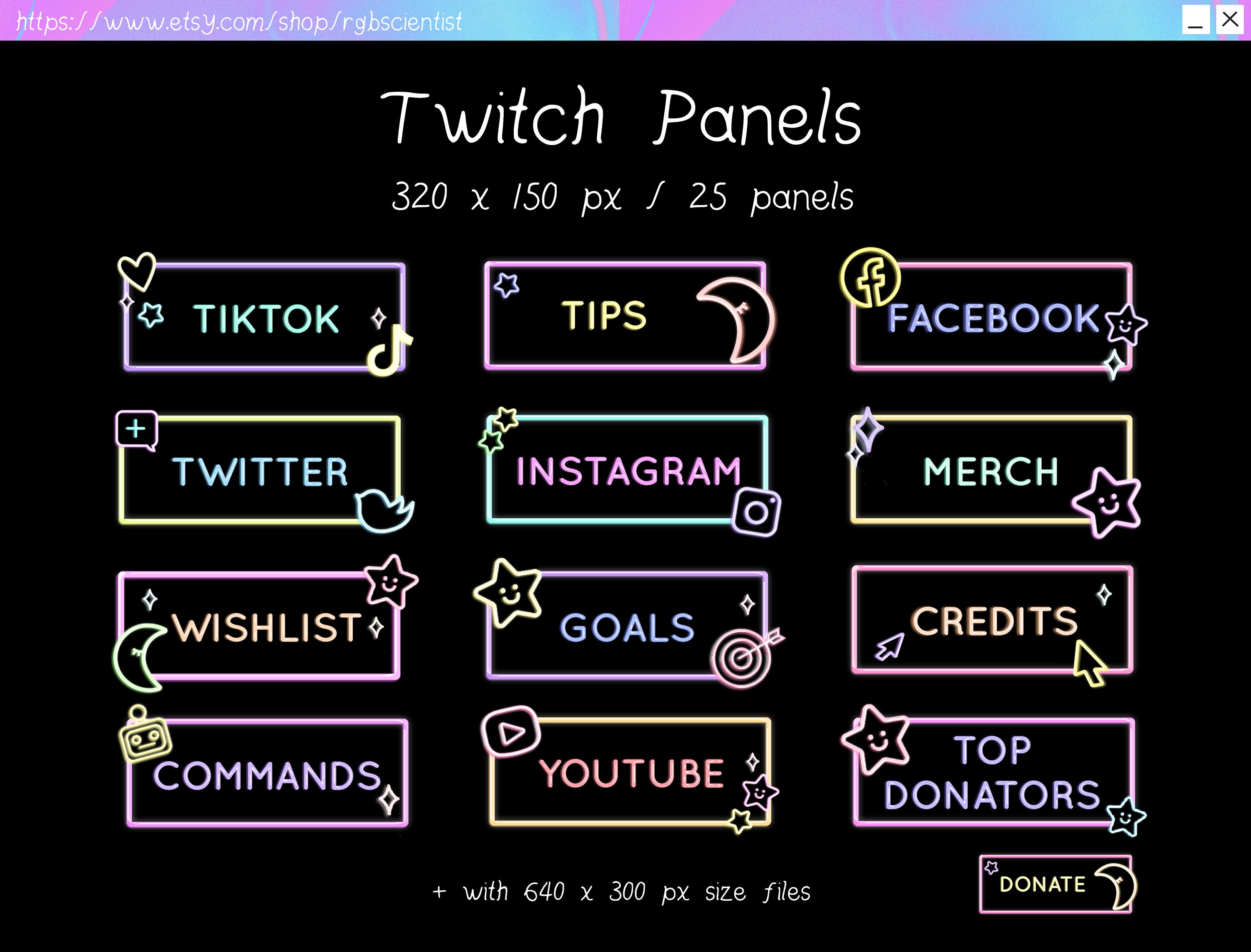 Neon Jelly Twitch Panels / 25 Panels - Etsy UK