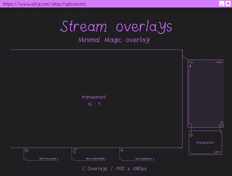 Magic Minimal Purple Pack / 2x Stream Overlays / Chat & Webcam - Etsy