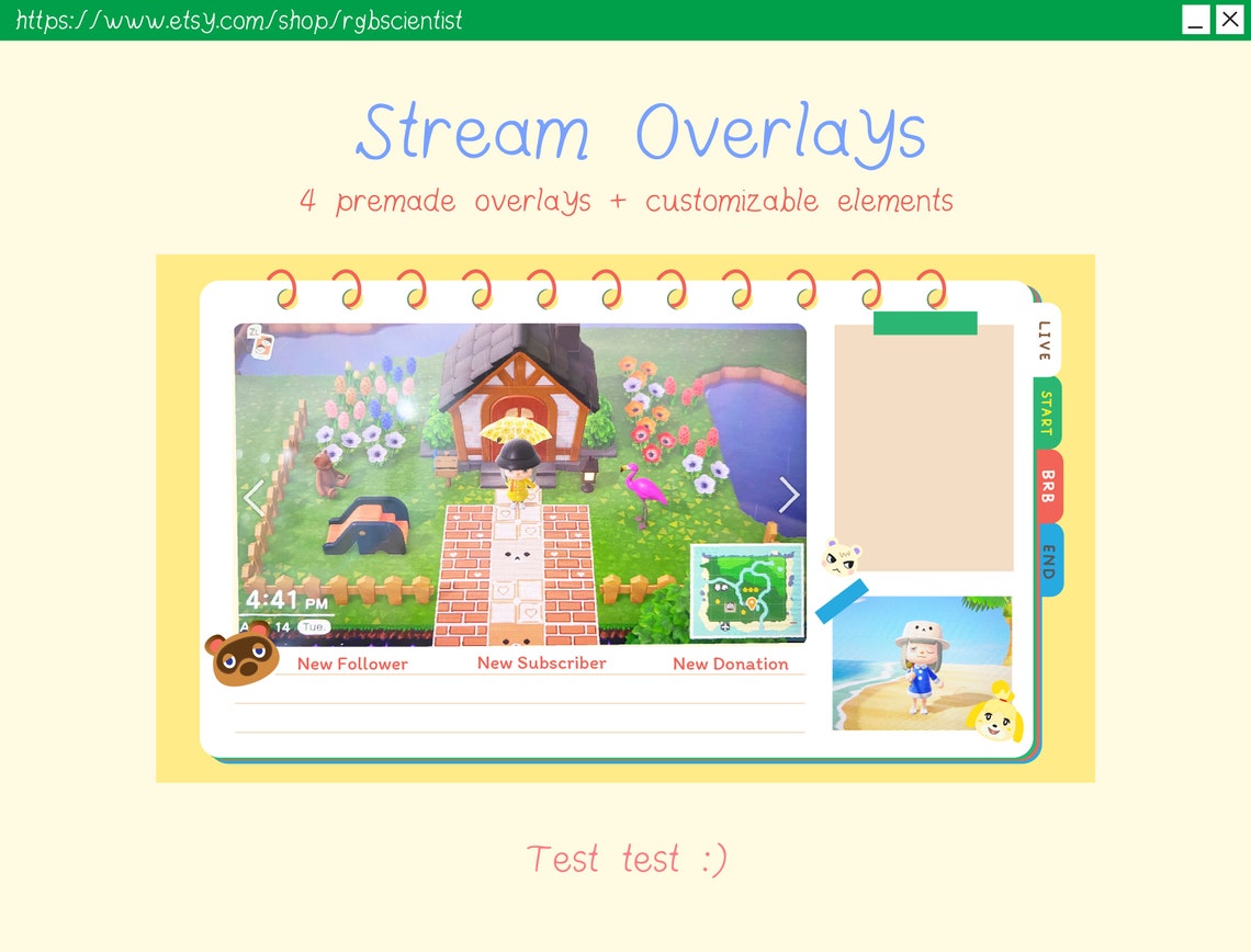 Animal Crossing Notebook Stream Overlays / 4x Ready to Use Stream ...