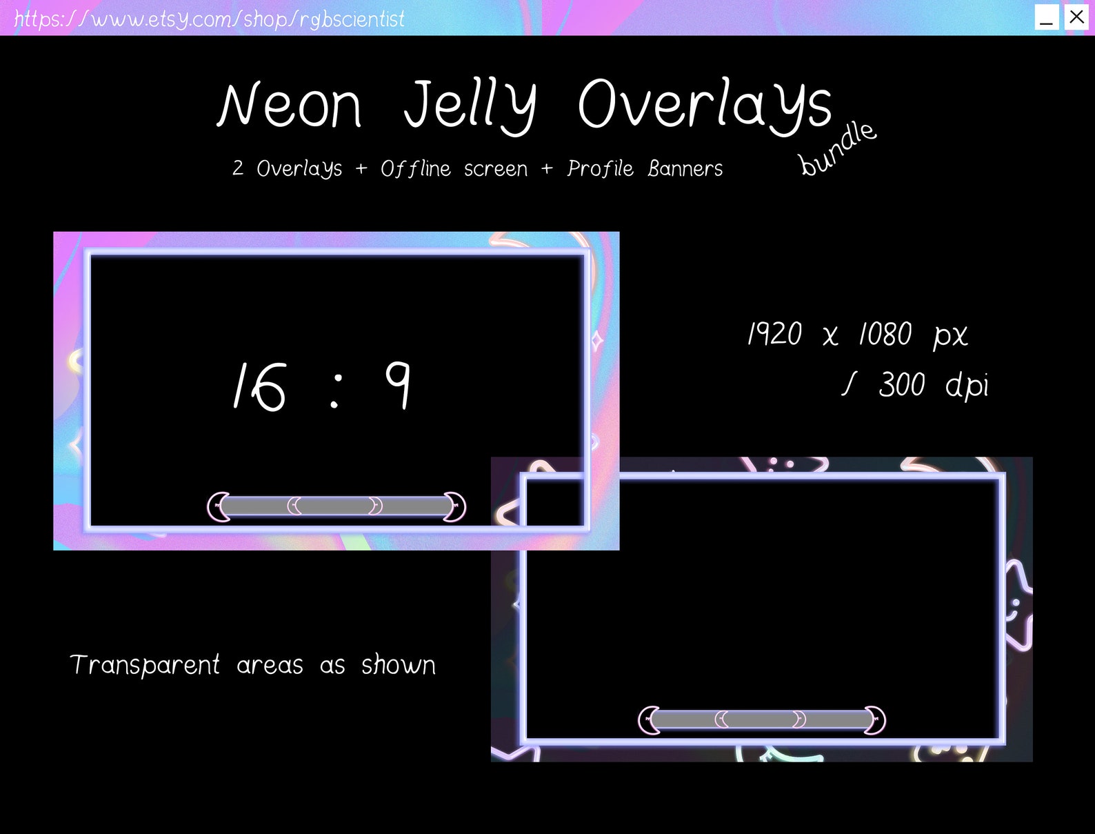 Neon Jelly Overlays / 2 Overlays / 2 Frame Overlay / Offline Screen ...