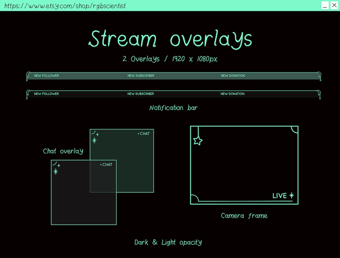 Green Minimal Pack / 2x Stream Overlays / Chat & Webcam Overlay ...