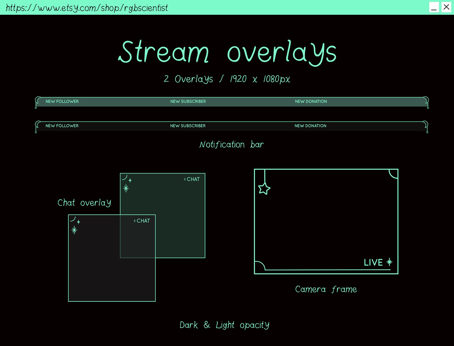Green Minimal Pack / 2x Stream Overlays / Chat & Webcam Overlay ...