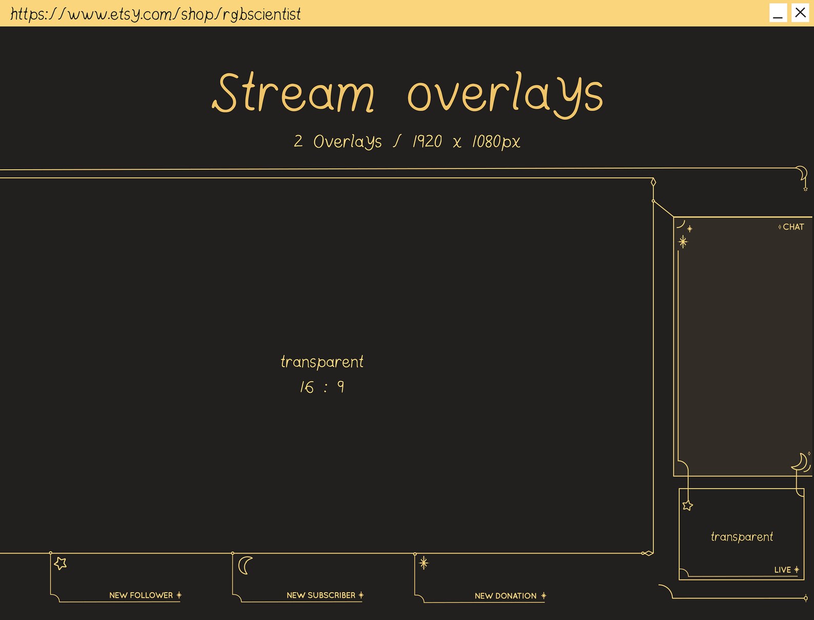 Gold Minimal Pack / 2x Stream Overlays / Chat & Webcam Overlay - Etsy