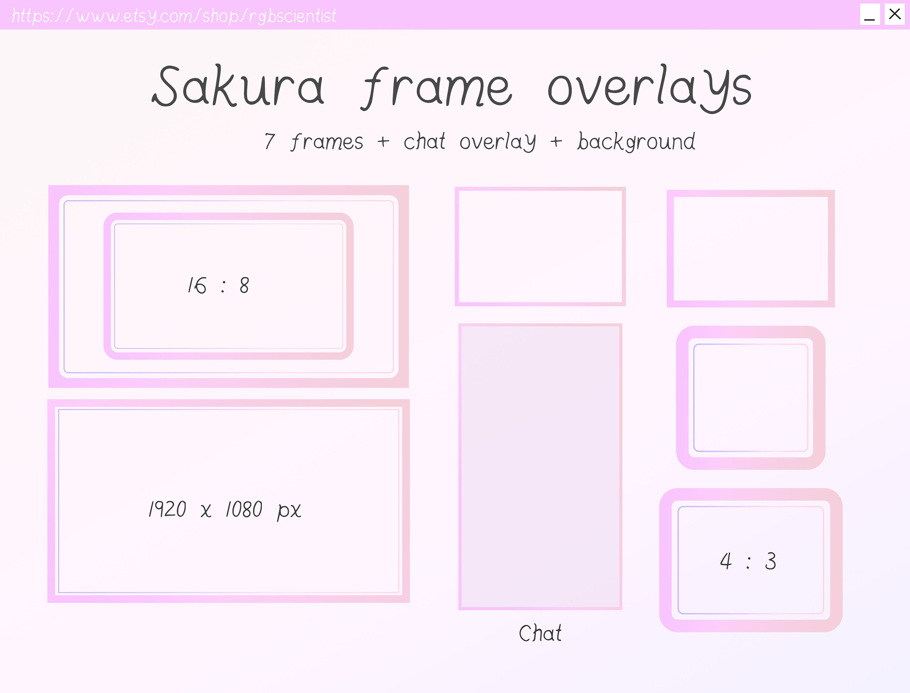 Sakura Frames Overlay / 7x Game & Webcam Frames / 1x Chat Overlay / 1x ...