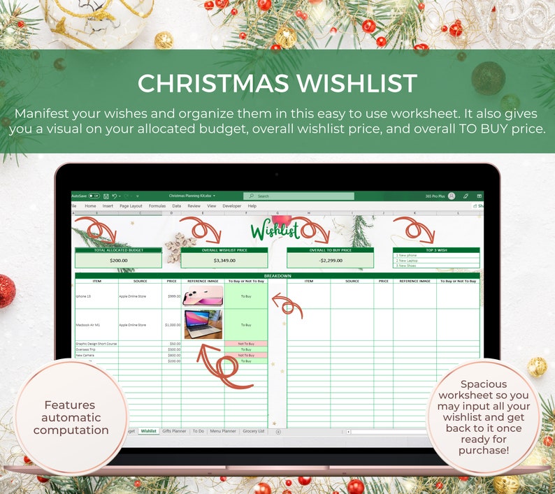 Christmas Budget Spreadsheet, Digital Christmas Planner, Christmas ...
