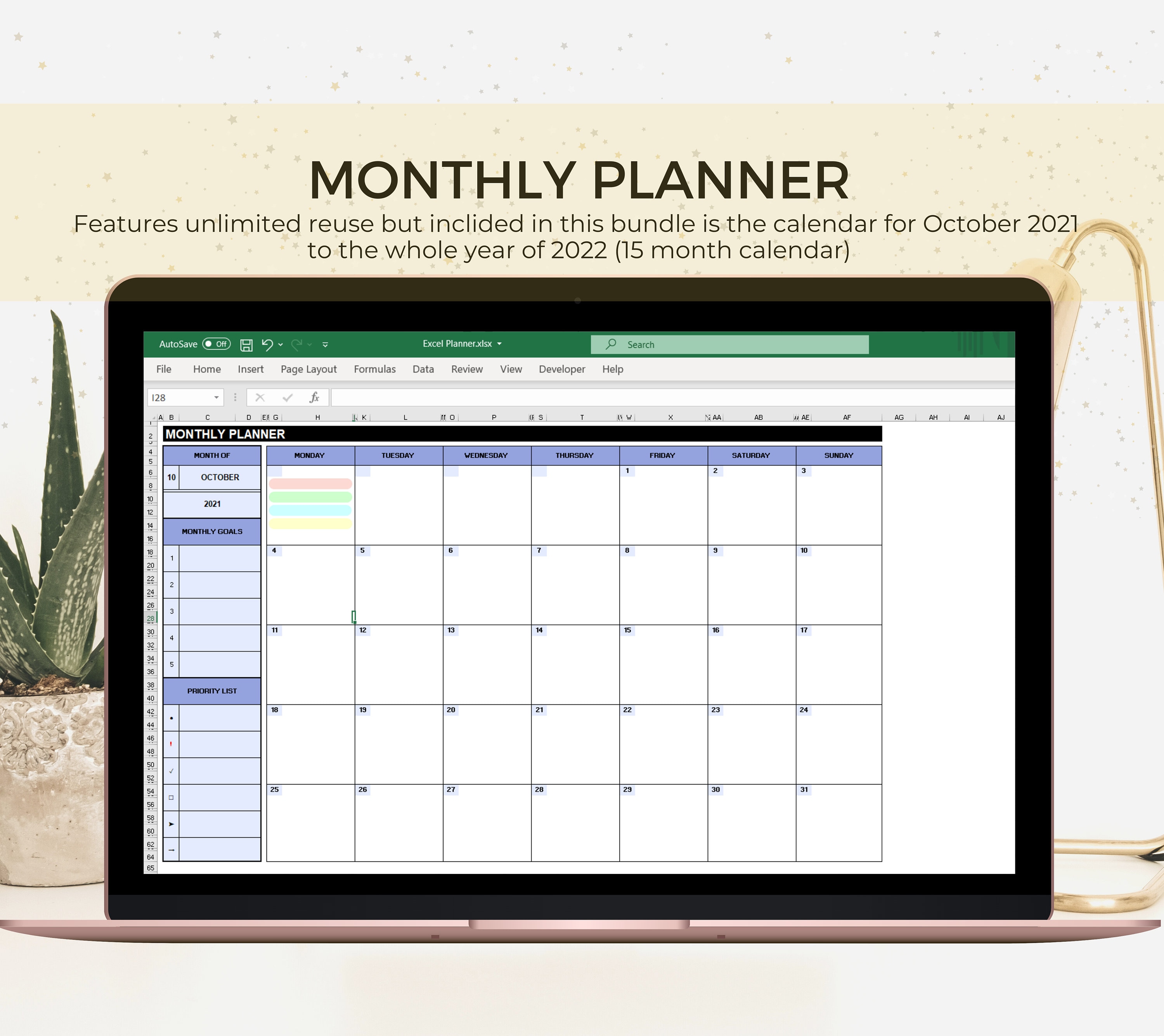 Excel Planner Template, Digital Planner Bundle, to Do List, Schedule ...