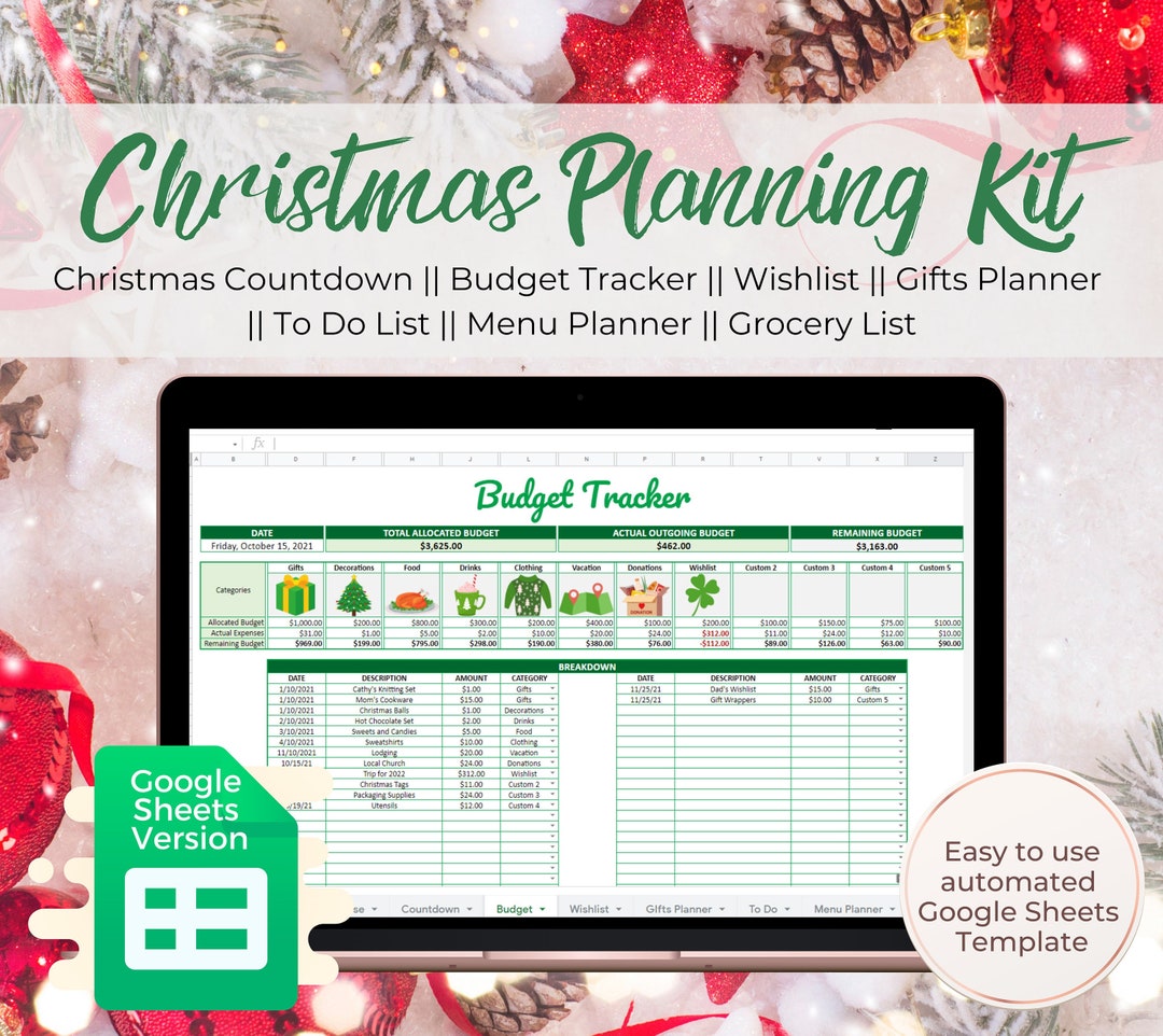Google Template Christmas, Christmas Budget Spreadsheet, Christmas ...