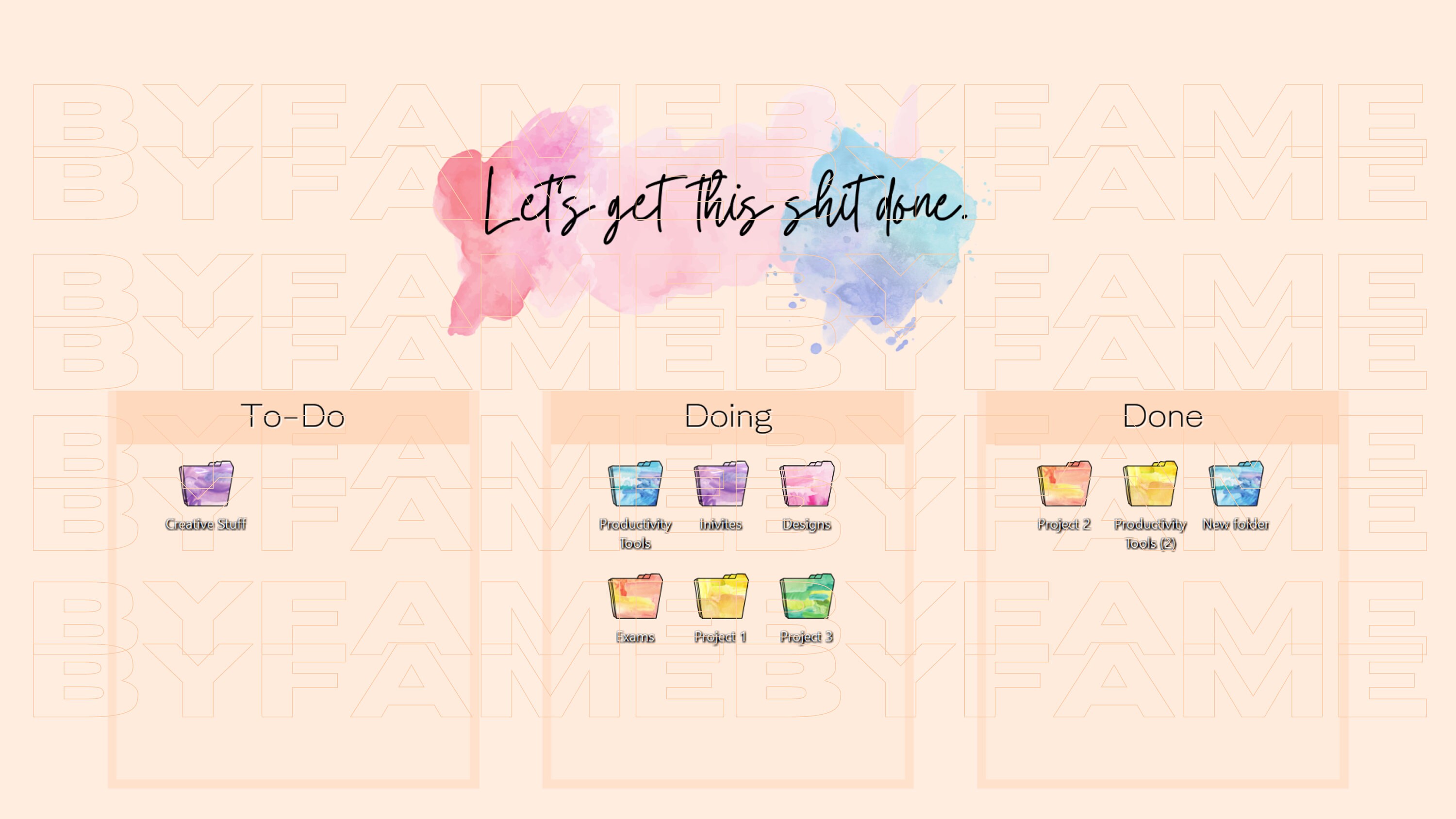 Watercolor Desktop Background, Desktop Organizer, Minimalist Background ...