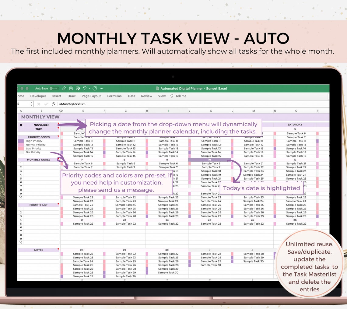 To Do List Excel, Excel Planner Template, Task Tracker Template, Daily ...