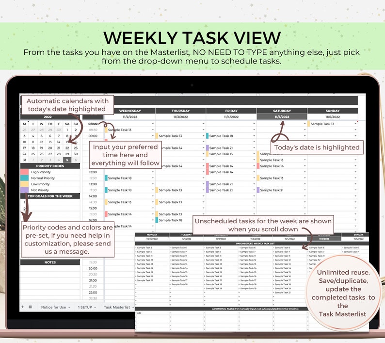 To Do List Template, Google Sheets to Do, Schedule Planner, Digital ...