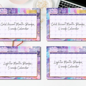Calendar Printable 2022, Undated Calendar, Watercolor Calendar, Blank ...