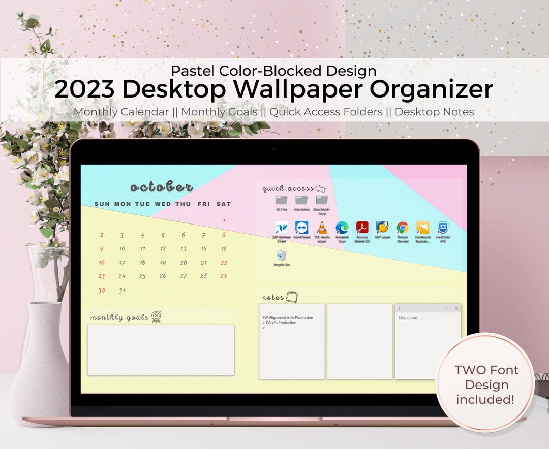 2023 Desktop Calendar Wallpaper, Pastel Desktop Wallpaper Organizer ...