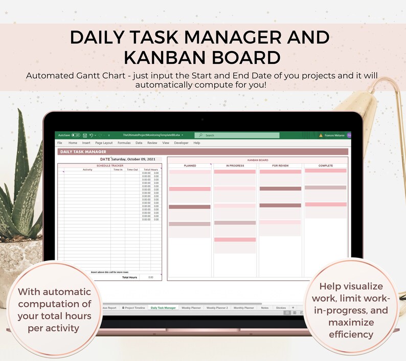 Project Management Boss Babe Template Gantt Chart Boss Babe | Etsy