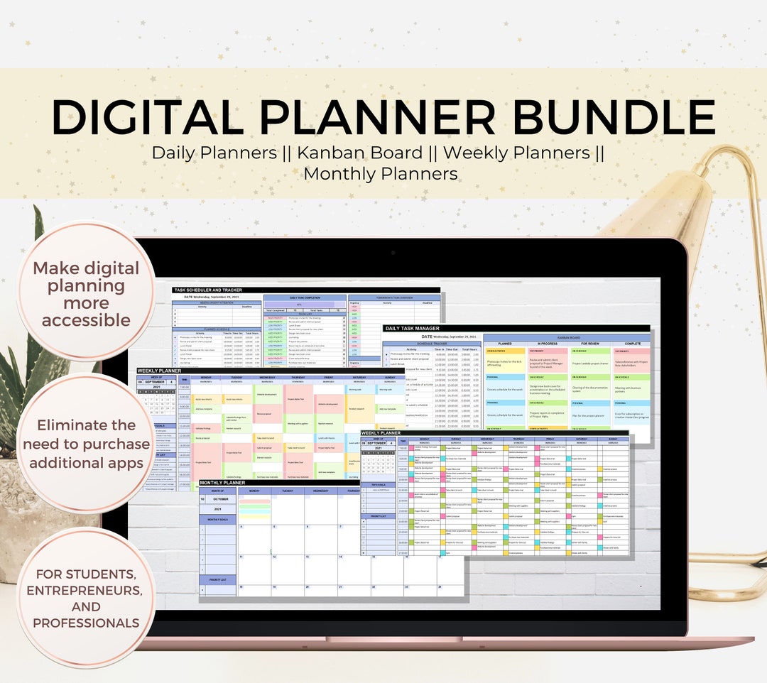 Excel Planner Template, Digital Planner Bundle, to Do List, Schedule ...